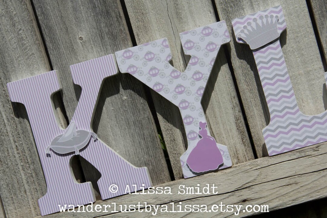 Princess Letters, Cinderella, Belle - Custom Nursery Wooden Letters ...