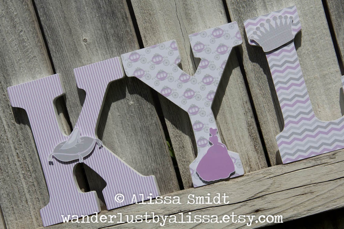 Princess Letters Cinderella Belle Custom Nursery Wooden - Etsy