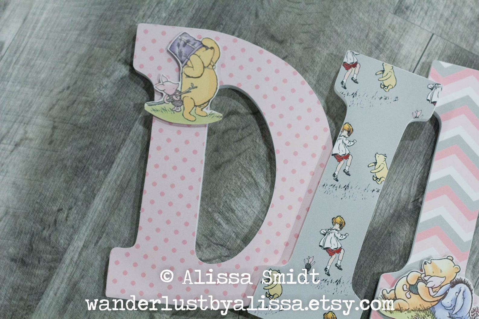 Winnie the Pooh Nursery Letters, Custom Wooden Letters - 9 Inch Hanging ...