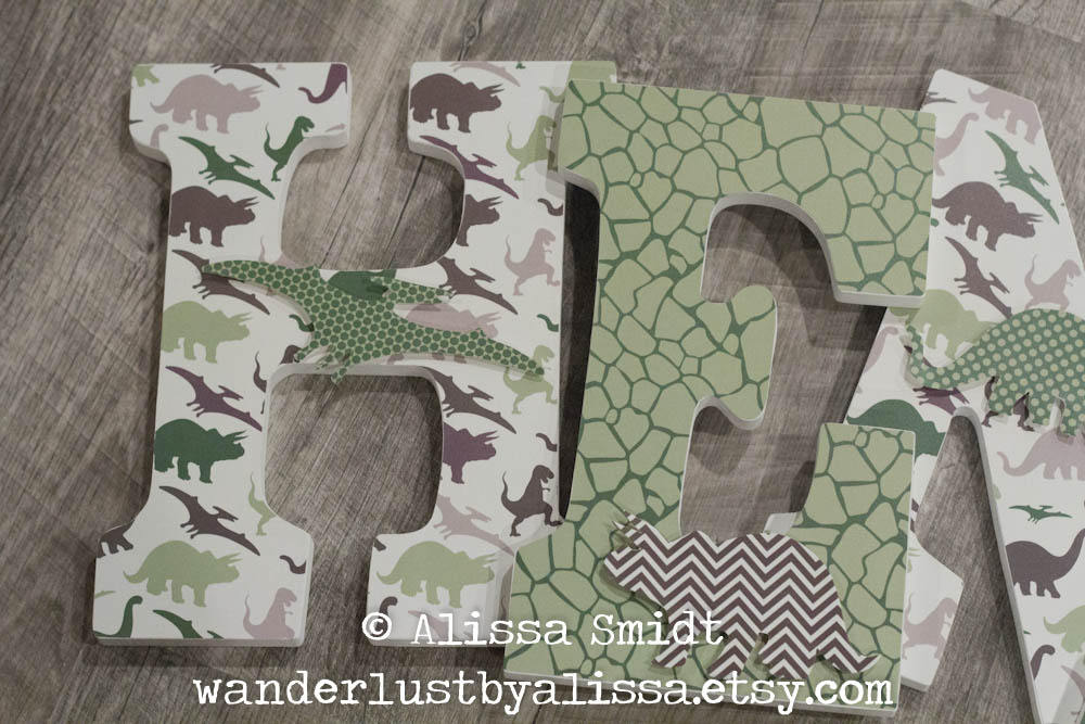 Dinosaur Theme Nursery Letters Custom Dino Letters Dino | Etsy