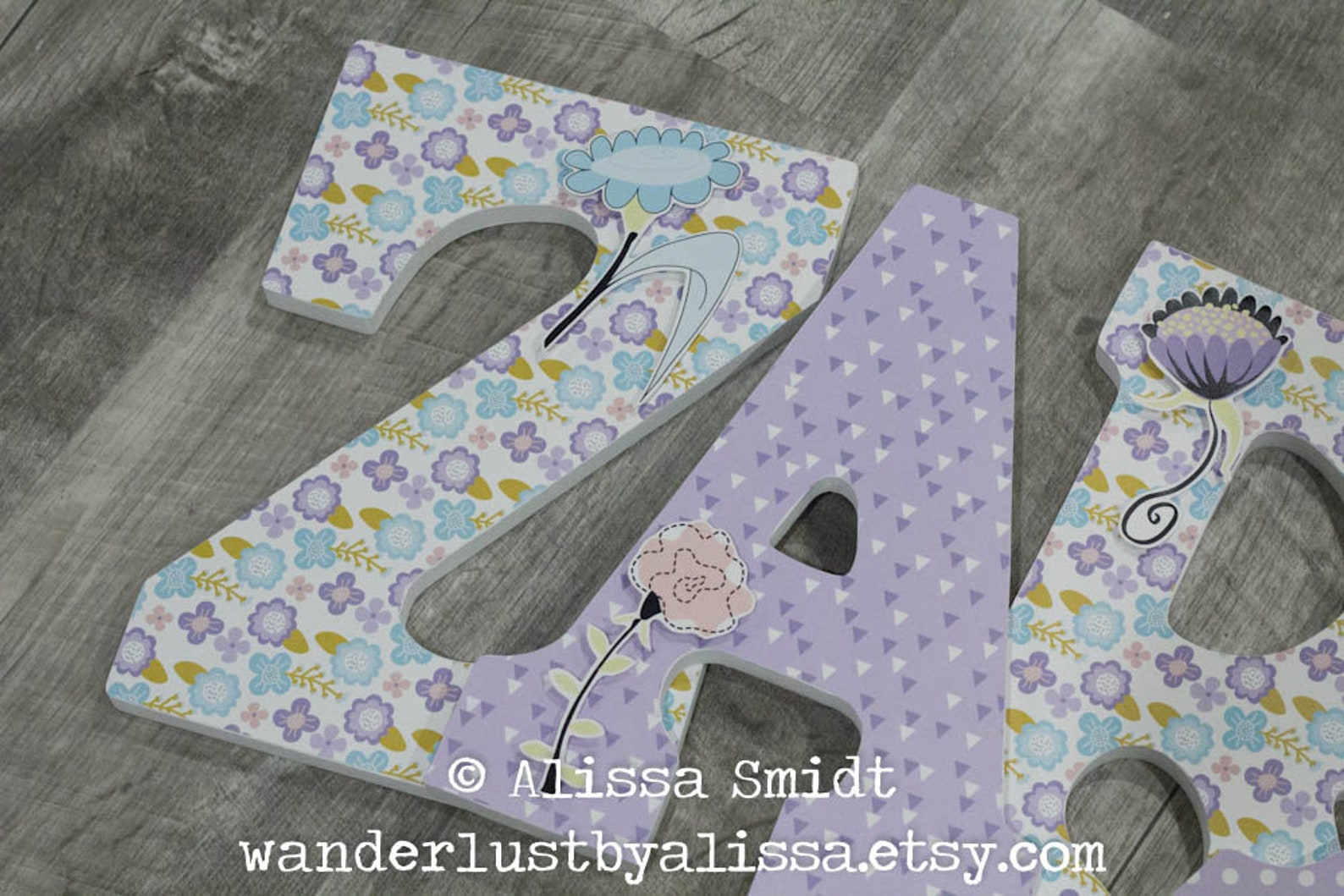 Flower Letters Pastel Floral Custom Wooden Letters Custom | Etsy