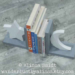 Star and Moon Bookends, Custom Bookends, Wooden Bookends - Custom ...