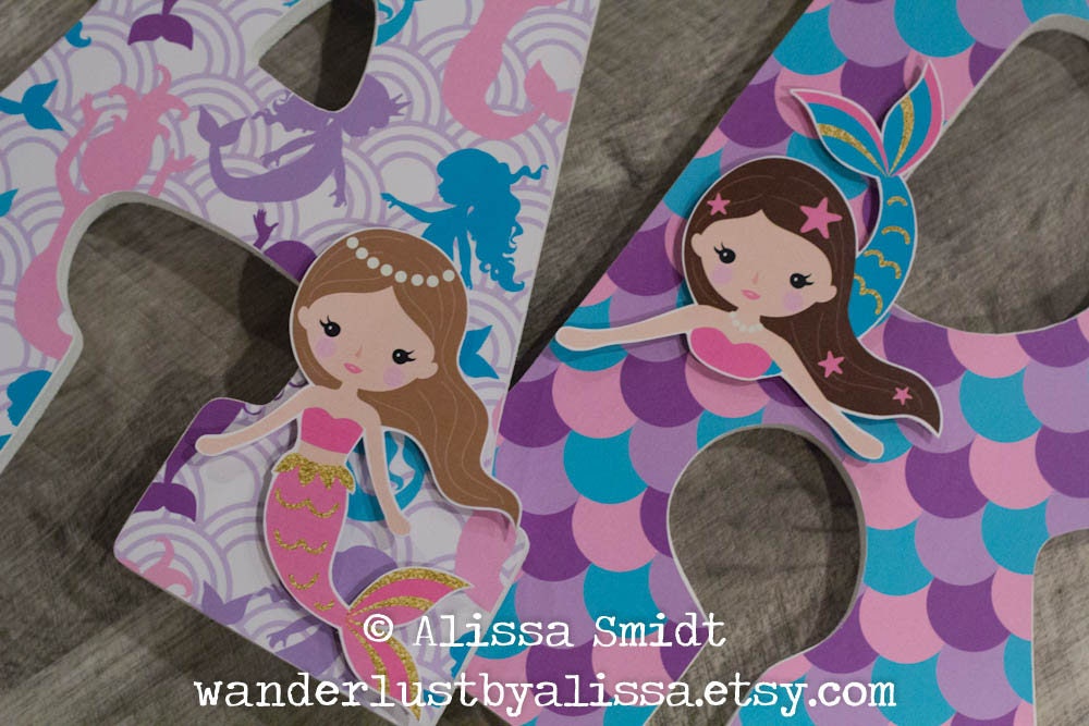 Mermaid Letters Custom Wooden Nursery Letters Custom | Etsy