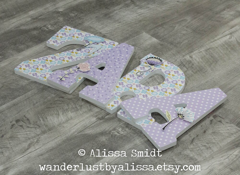 Flower Letters Pastel Floral Custom Wooden Letters Custom | Etsy