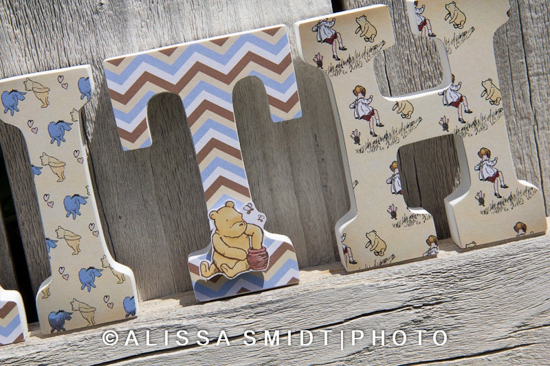 Winnie the Pooh Letters Custom Nursery Wooden Letters Baby | Etsy