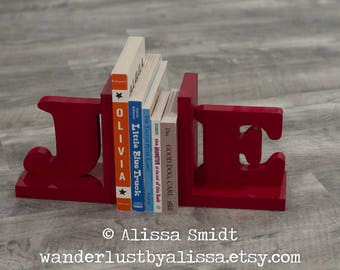 Letter Bookends Initial Bookends Wooden Custom Bookends