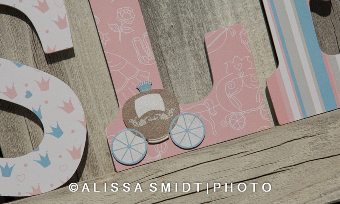 Princess Cinderella Letters Custom Nursery Wooden Letters | Etsy