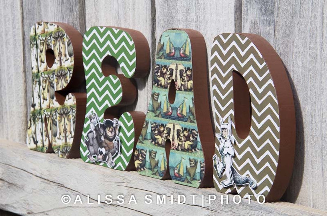 Where the Wild Things Are Themed Wooden Letters- READ, Nursery Decor ...