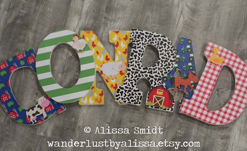 Farm Animal Letters Custom Wooden Nursery Letters Custom | Etsy