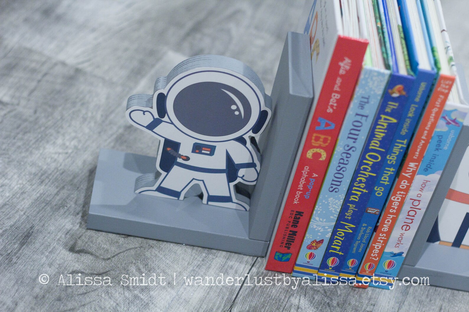 Astronaut and Rocket Wood Bookends Custom Created Space - Etsy