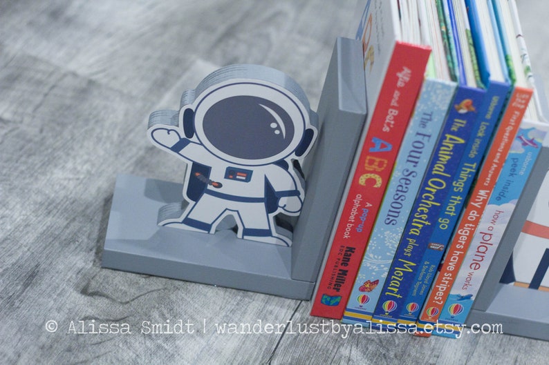 Astronaut and Rocket Wood Bookends Custom Created Space - Etsy