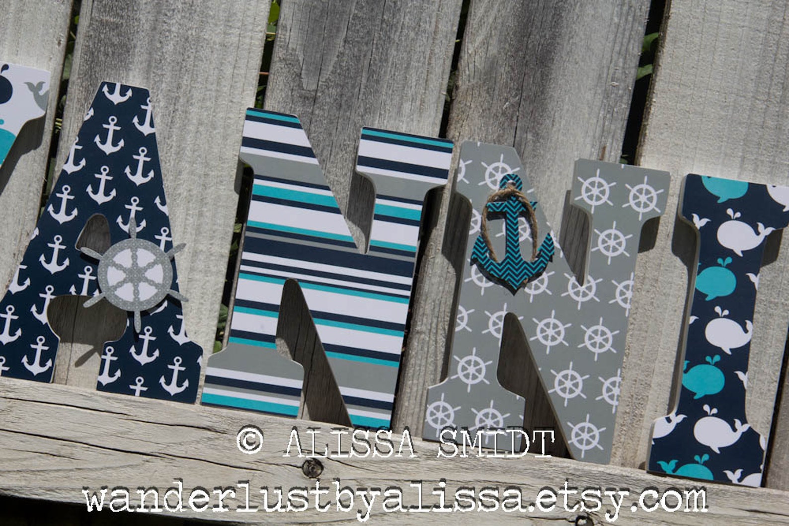 Nautical Nursery Letters Custom Wooden Letters Nautical - Etsy