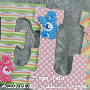 Care Bear Letters, Custom Wood Letters, Care Bear Nursery (pink, Green ...