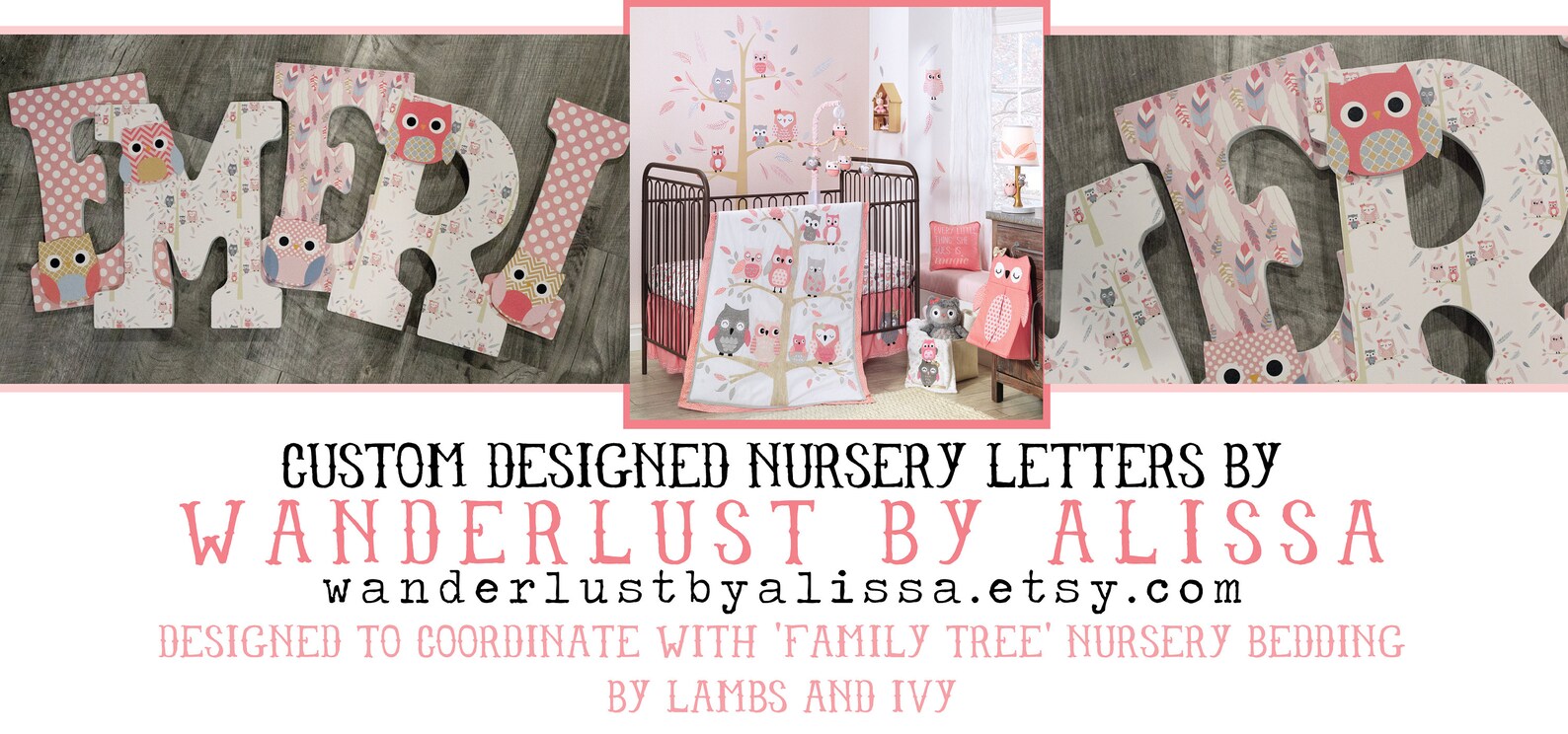 Owl Family Tree Letters, Custom Wooden Letters - Owl Theme Letters ...
