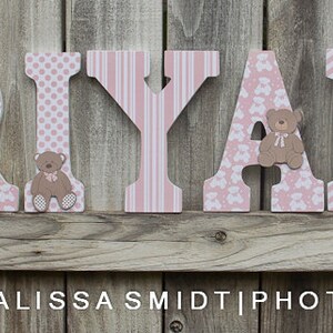 Custom Nursery Wooden Letters, Baby Nursery Letters Teddy Bear Theme ...