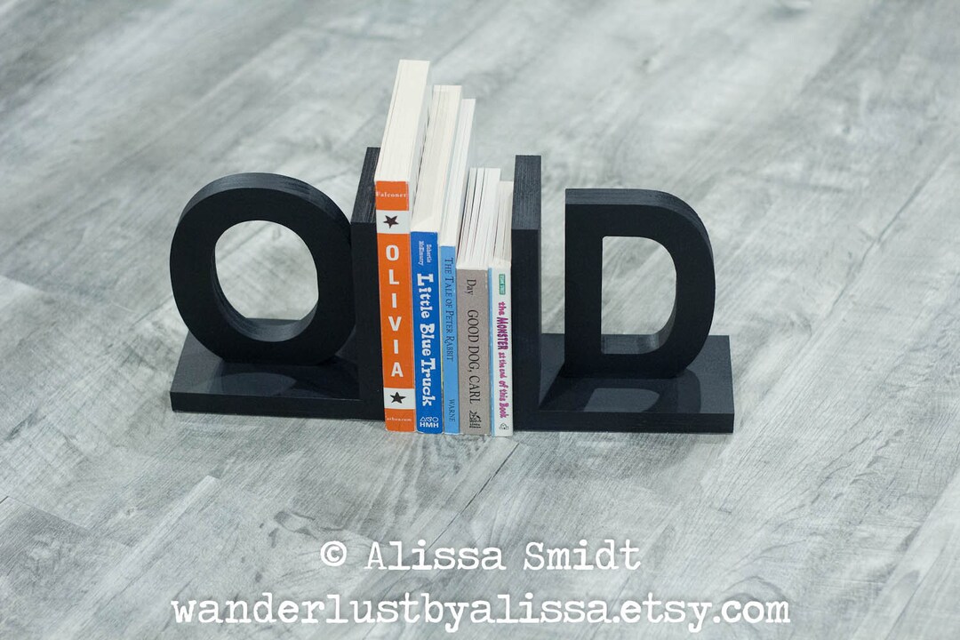 Black Letter Bookends, Initial Bookends, Wooden Custom Bookends ...
