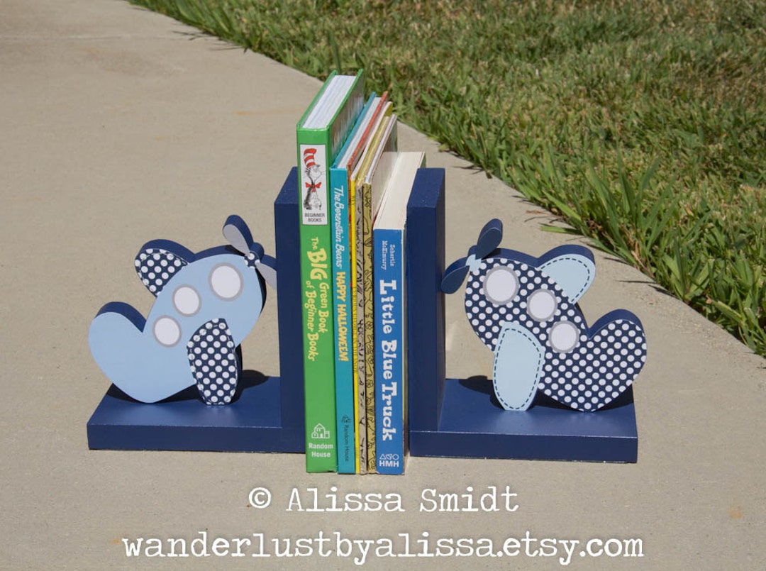 Custom Designed Wooden Airplane Bookends - Custom Created to Coordinate ...