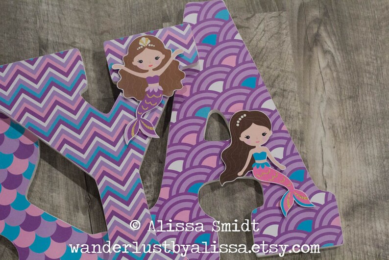 Mermaid Letters, Custom Wooden Nursery Letters, Custom Letters, Baby ...