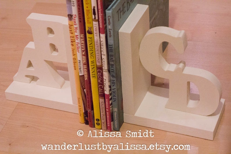 ABCD Wooden Letter Bookends Custom Created to Coordinate - Etsy
