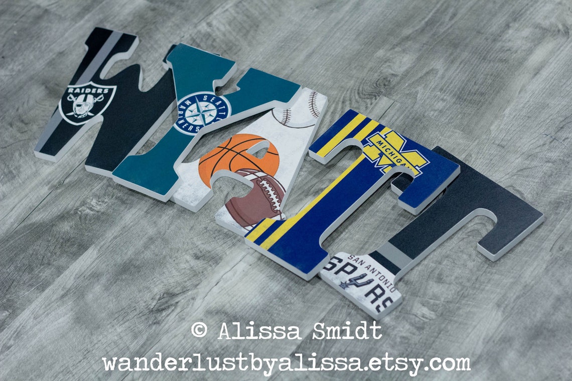Baseball Football Basketball Letters Custom Designed Letters - Etsy