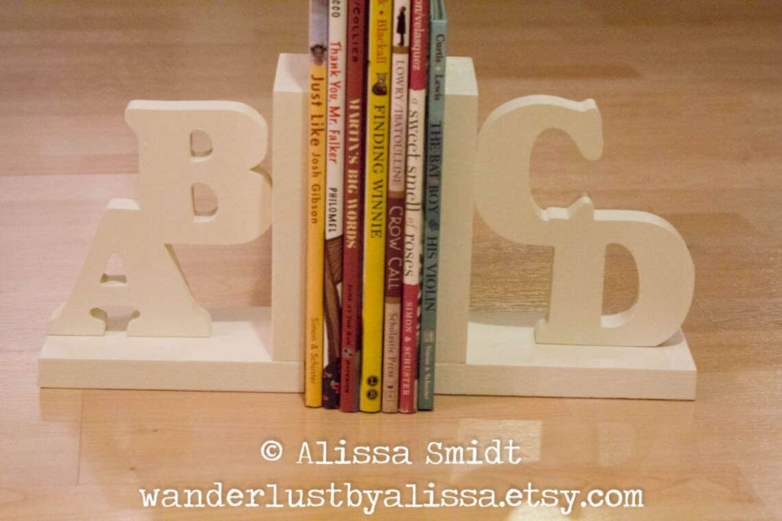 ABCD Wooden Letter Bookends Custom Created to Coordinate - Etsy