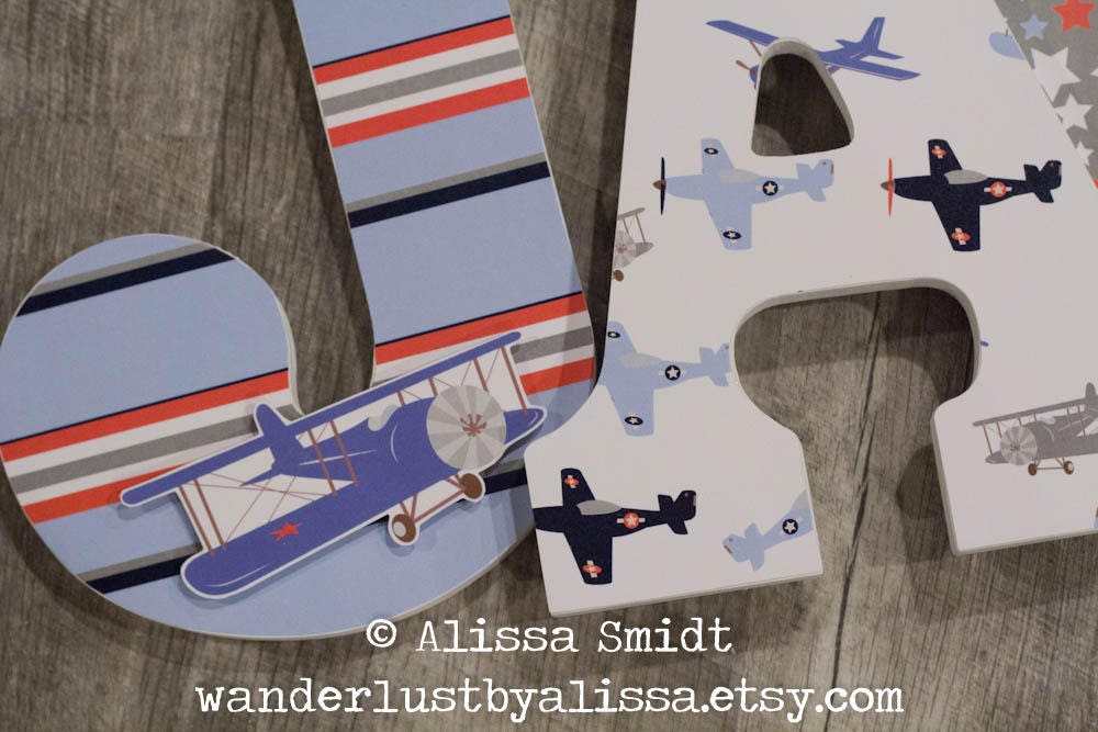 Airplane Theme Take Flight Custom Nursery Letters Custom | Etsy