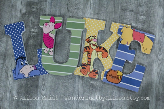 Winnie the Pooh Nursery Letters Custom Wooden Letters 9 - Etsy