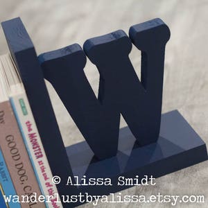 Navy Letter Bookends, Initial Bookends, Wooden Custom Bookends - Custom ...