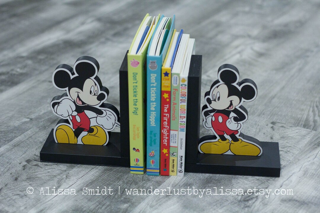 Mickey Mouse Bookends, Custom Wooden Bookends, Christmas Gift Gift for ...