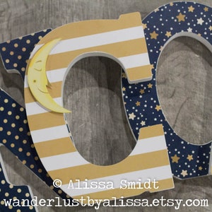 Moon and Stars Nursery Letters, Celestial Theme, Love You to the Moon ...