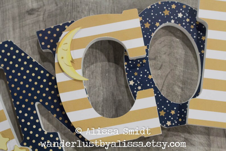 Moon and Stars Nursery Letters Celestial Theme Love You to | Etsy