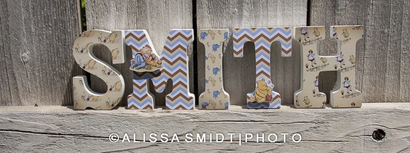 Winnie the Pooh Letters Custom Nursery Wooden Letters Baby | Etsy