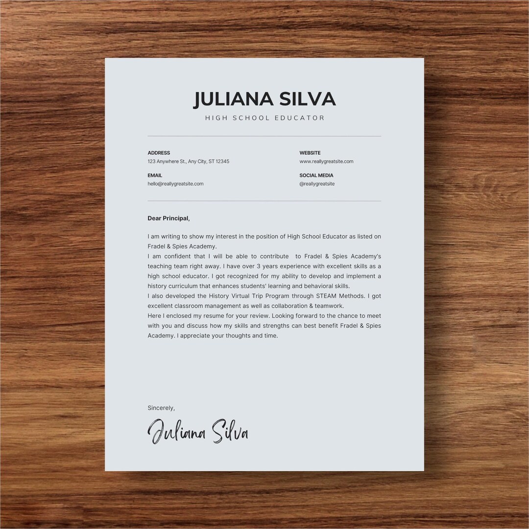 Modern Cover Letter Template for Word and Canva Professional Resume ...