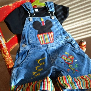 Personalized Mickey Mouse Birthday Overalls: Embroidered Outfit - Etsy
