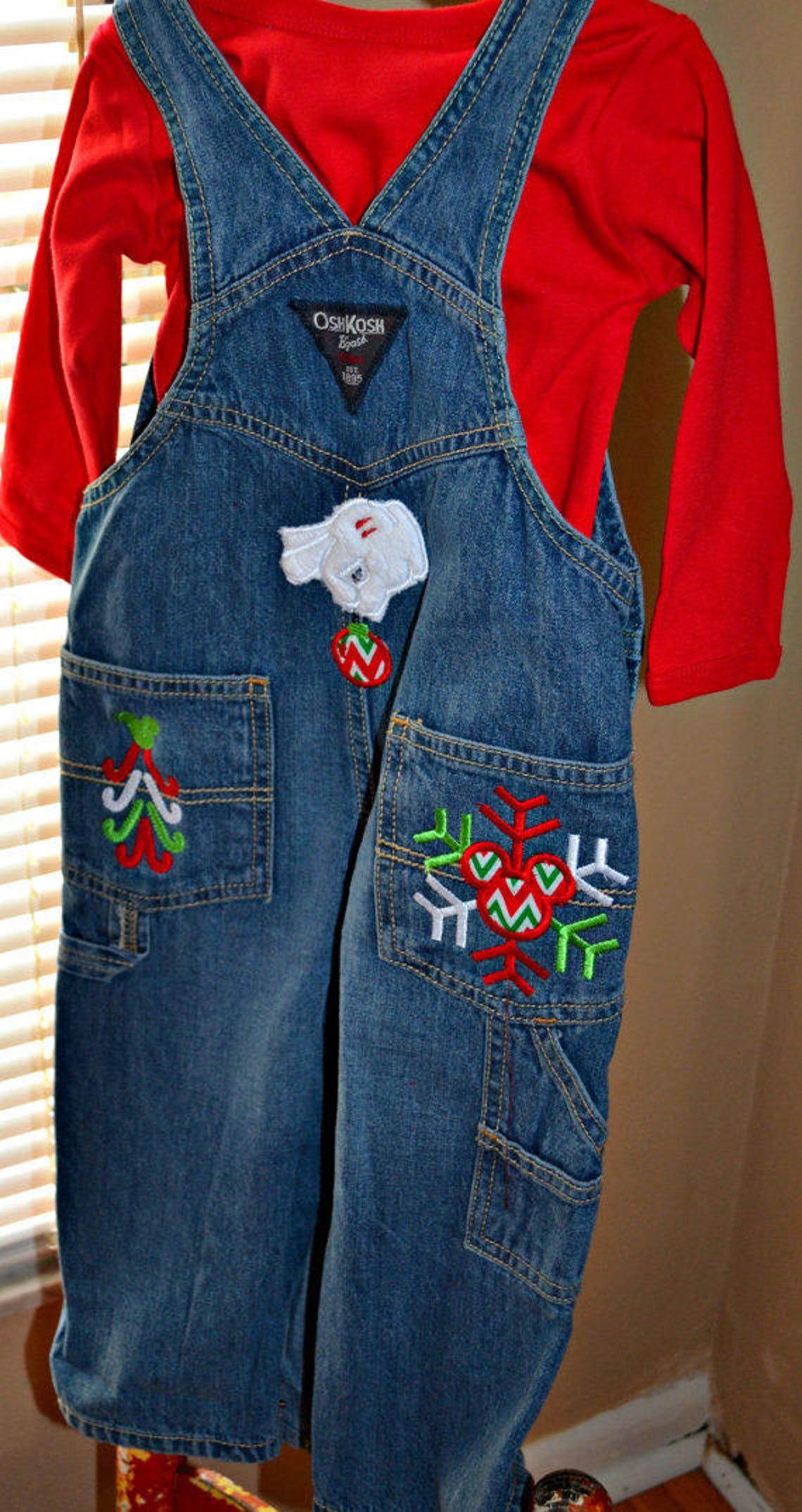 Holiday Personalized Overalls-boys Christmas Outfit-mickey Christmas ...