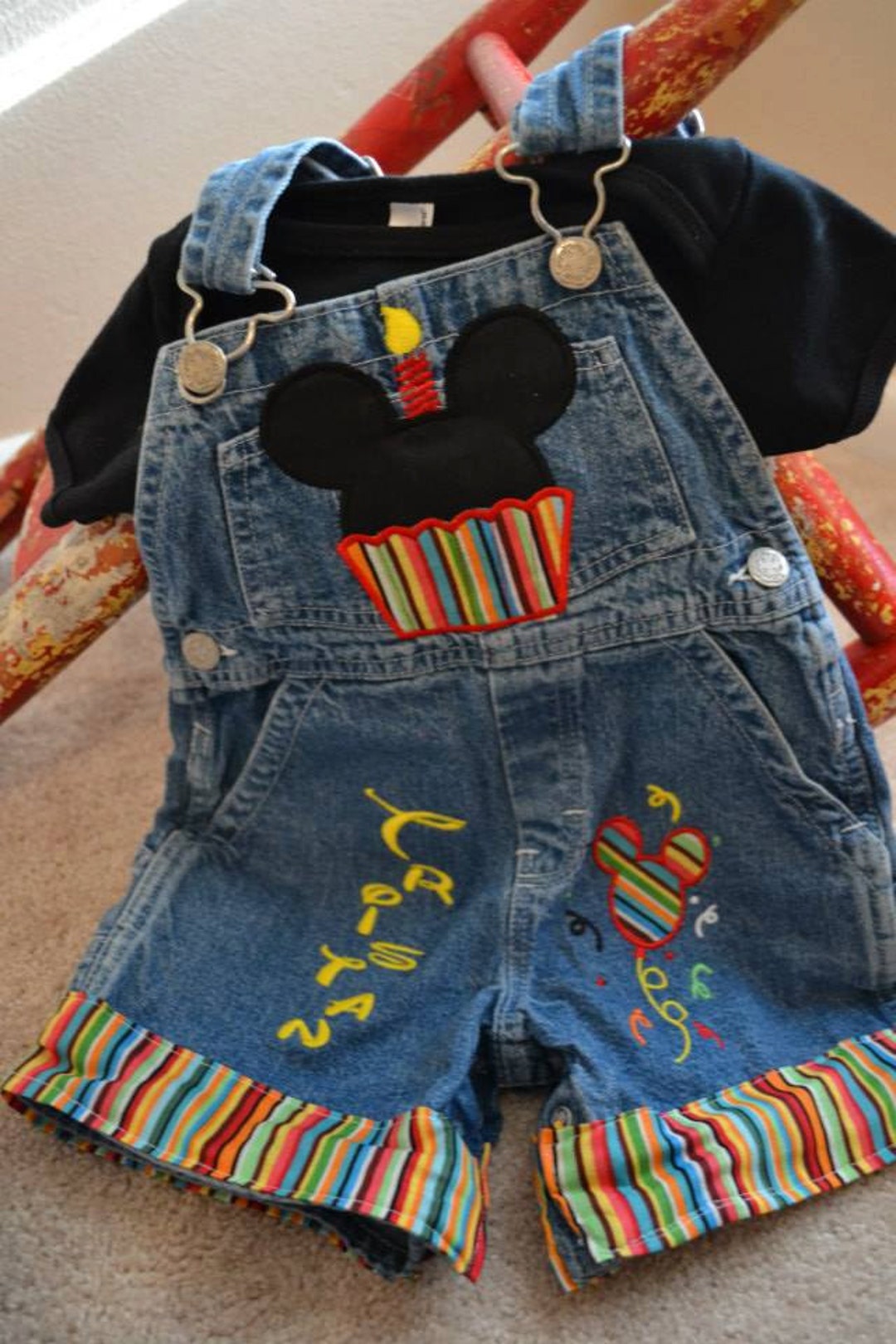 Personalized Mickey Mouse Birthday Overalls: Embroidered Outfit - Etsy