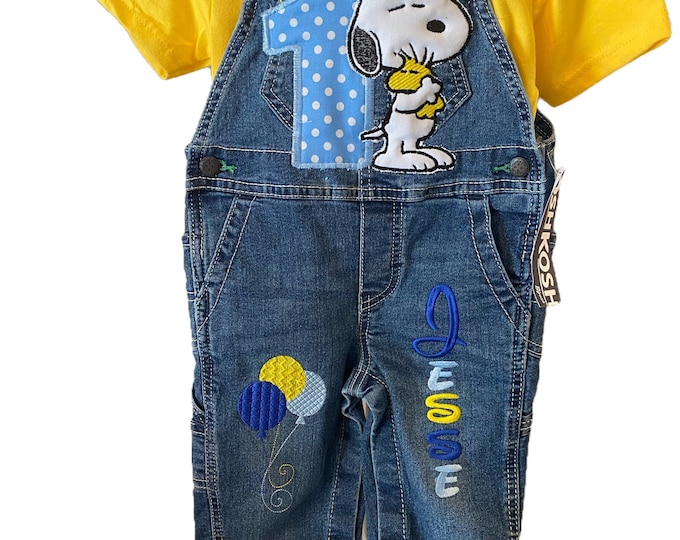 Snoopy Personalized Birthday Overalls/first Birthday Overalls/baby ...