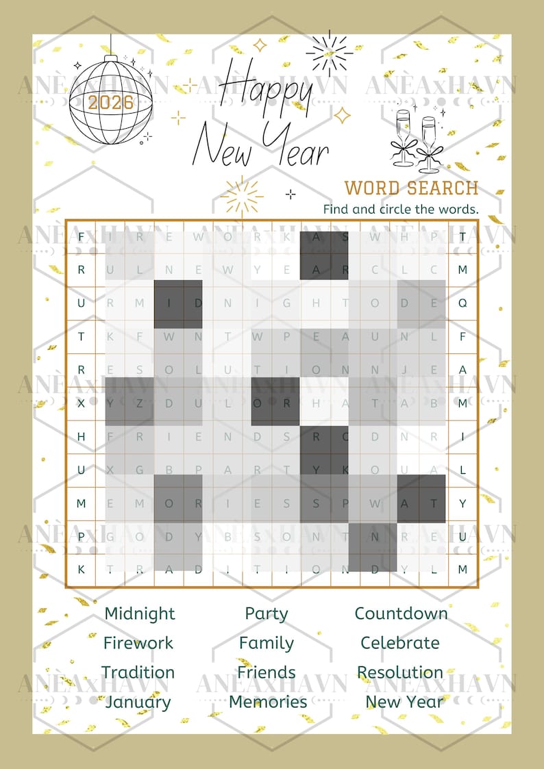 New Year's Eve Word Search 2026 – Printable Word Search Puzzle ...