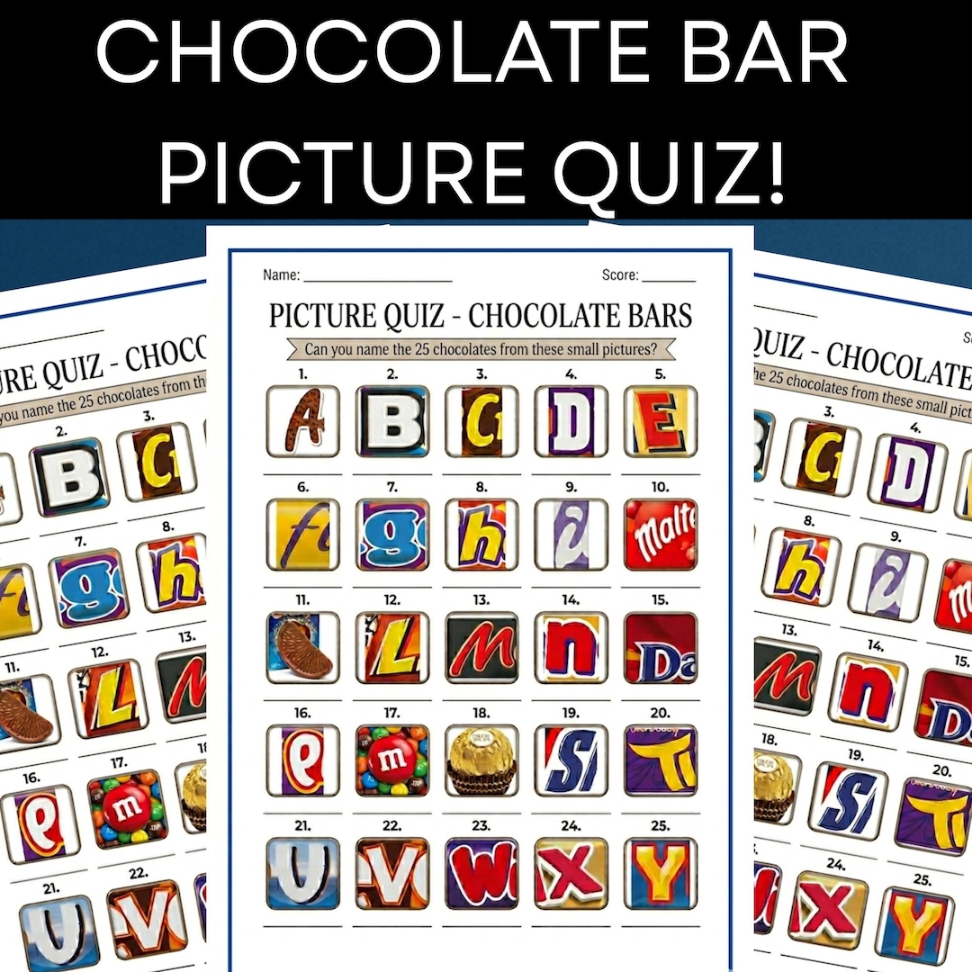 Chocolate Bar Quiz • Guess Chocolates Pub Quiz Picture Round • British ...