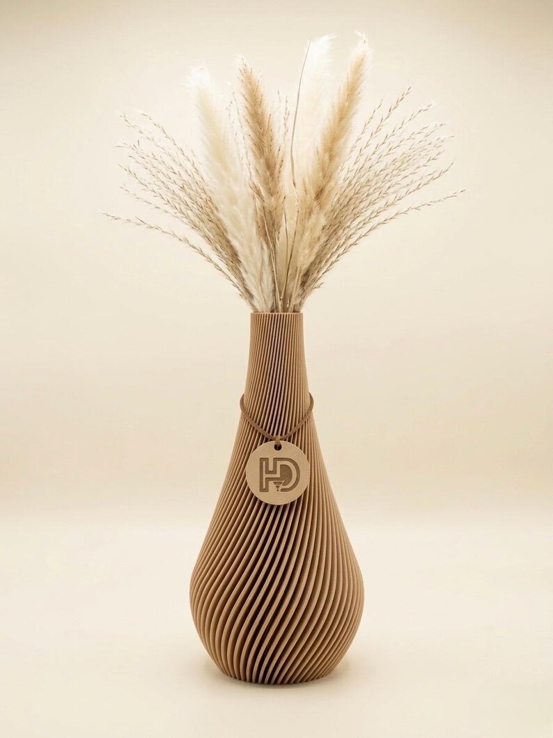 3D Printed Vase Lura – Minimalist Spiral for Dried Flowers & Pampas ...