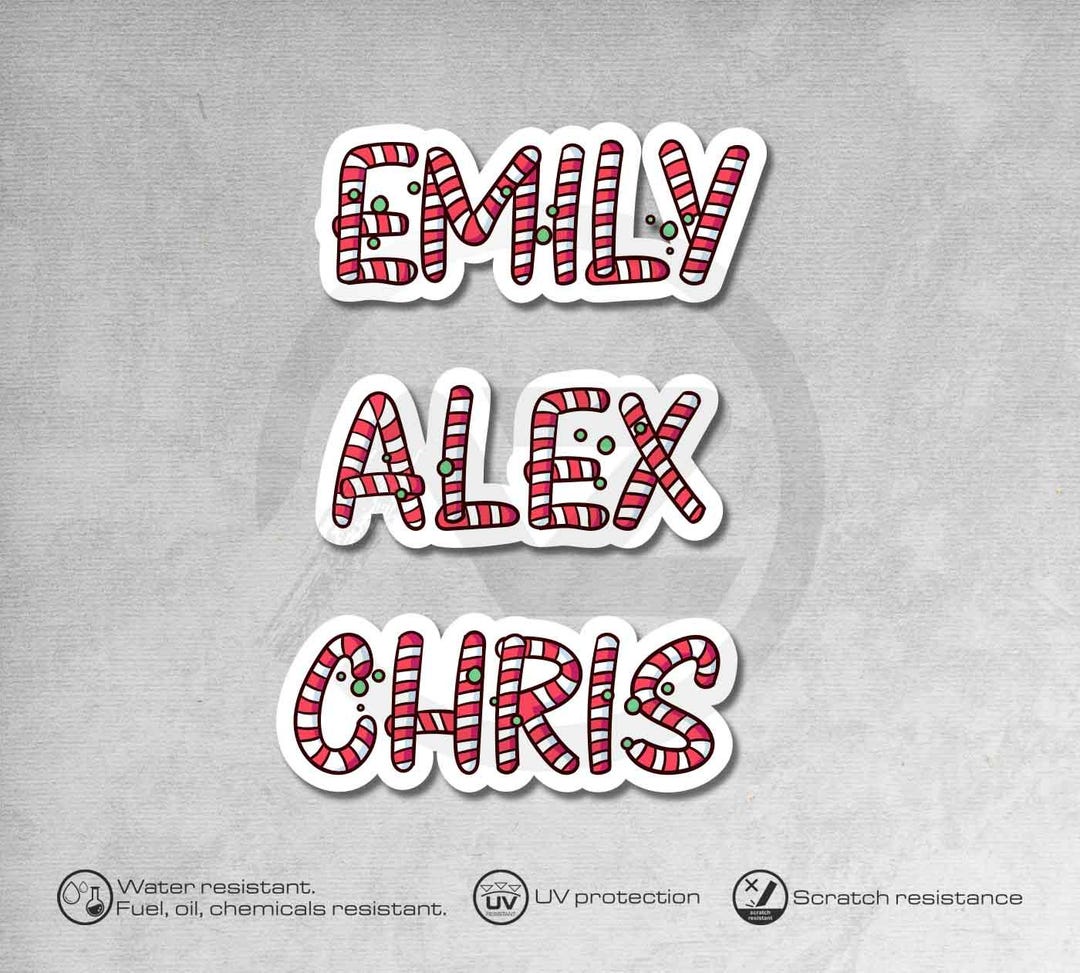 Custom Christmas Name Stickers – 5 Pack Personalized Holiday Labels ...