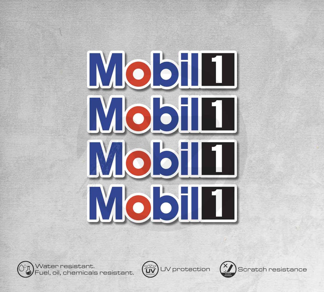 Mobil 1 Stickers: Set of 4 Laminated Vinyl Decals - Etsy
