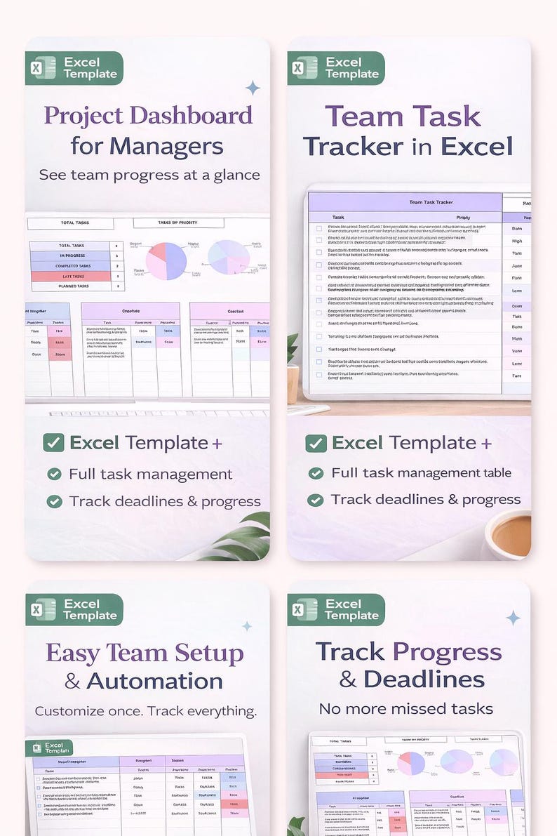 Excel Project Dashboard for Team Managers - Ready to Download - Etsy