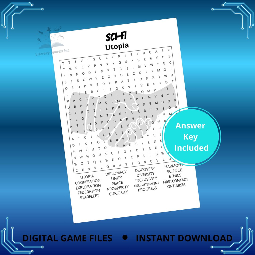 Sci-fi Word Search Puzzle Printable | Utopia | Sci-fi Worksheet ...