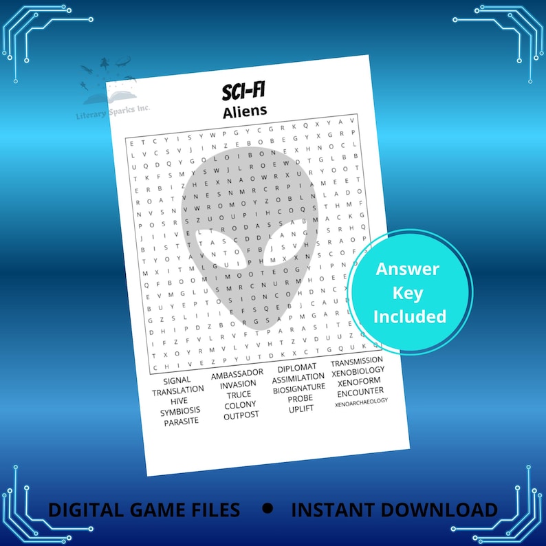 Sci-fi Word Search Puzzle Printable | Aliens | Sci-fi Worksheet | Futuristic Digital Download ...
