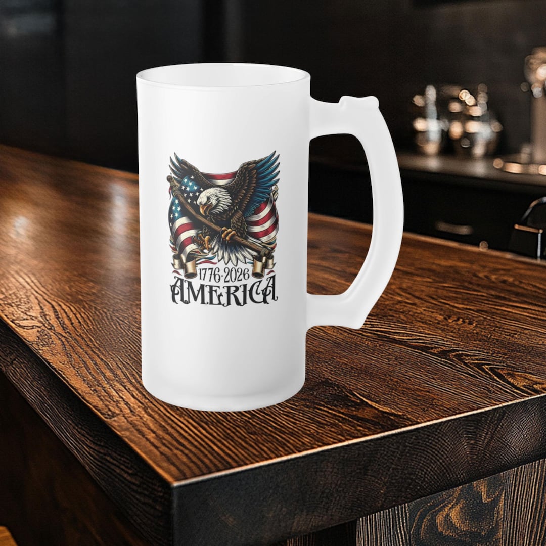 USA 250 Frosted Glass Beer Mug, Independence Day Beer Stein, Celebrate ...