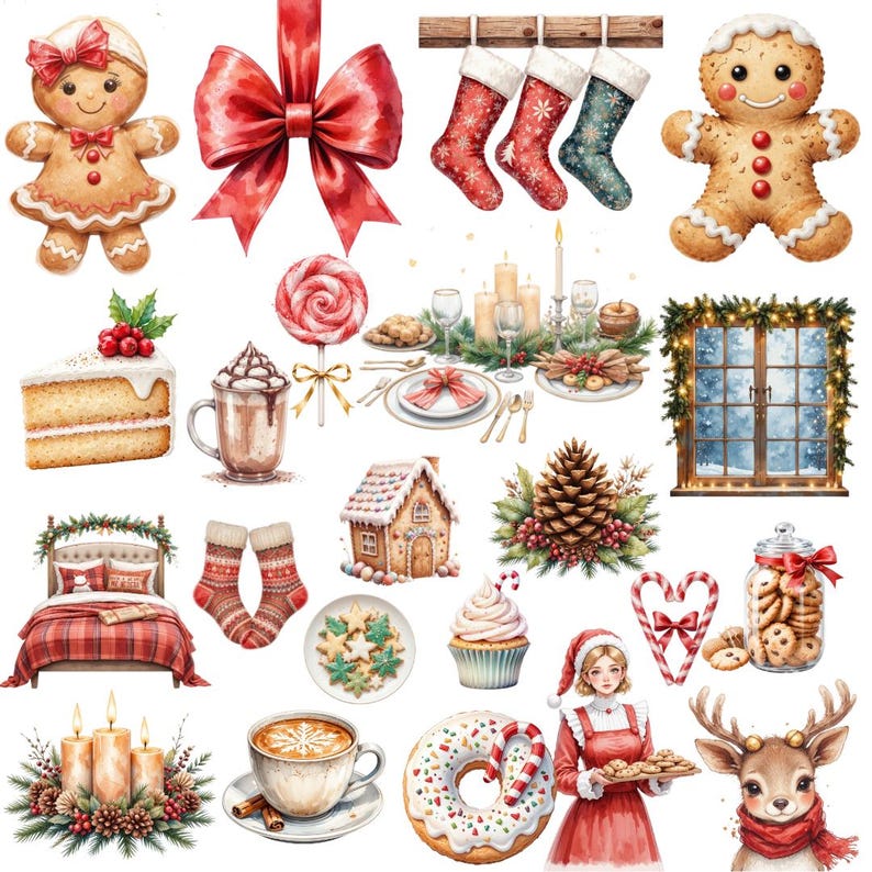 Cozy Christmas Watercolor | 100+ PNG Bundle | Holiday Pngs | Christmas ...