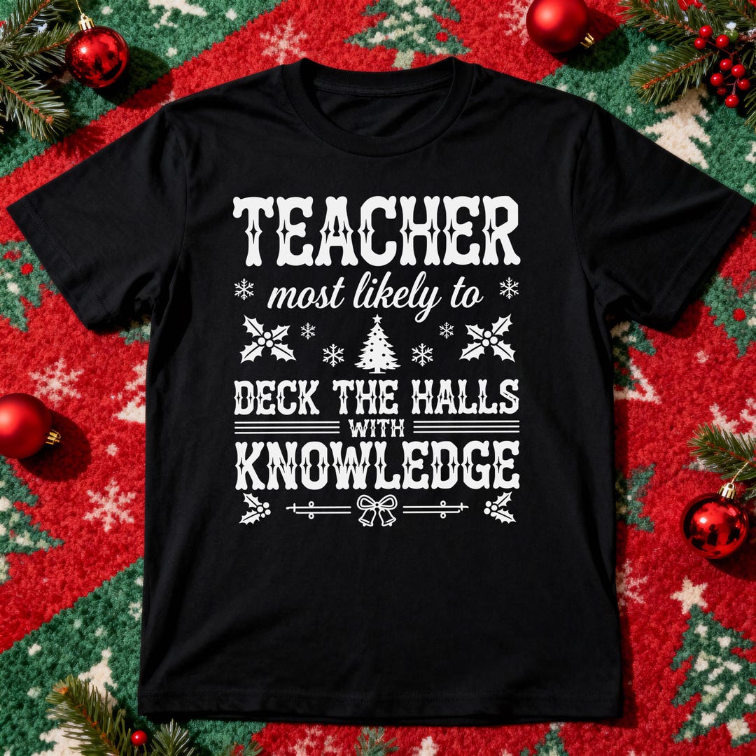 Teacher Most Likely to Deck the Halls With Knowledge Shirt, Christmas ...