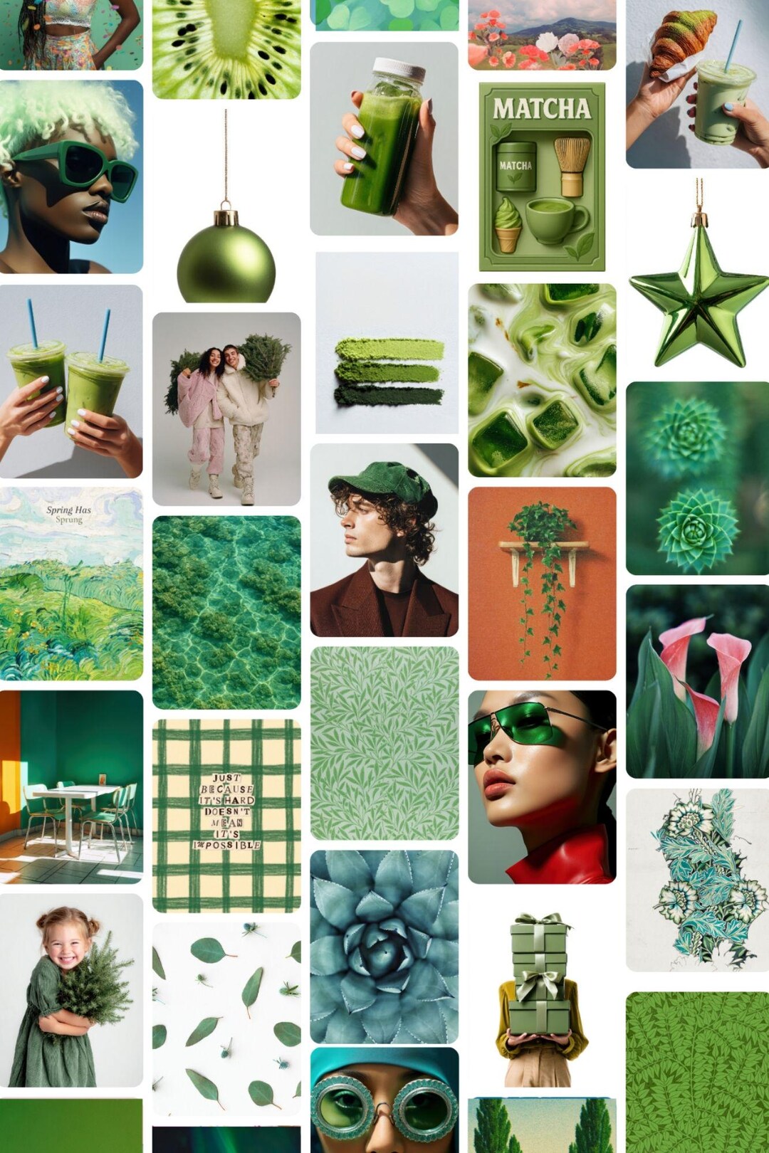 Green Aesthetic Wall Collage Kit | Gree Room Decor Prints | Girly Wall ...