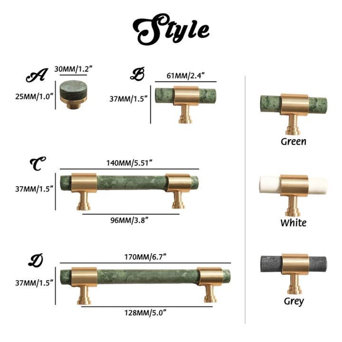 Modern Stone & Brass Cabinet Handle - Minimalist Furniture Pull - Etsy